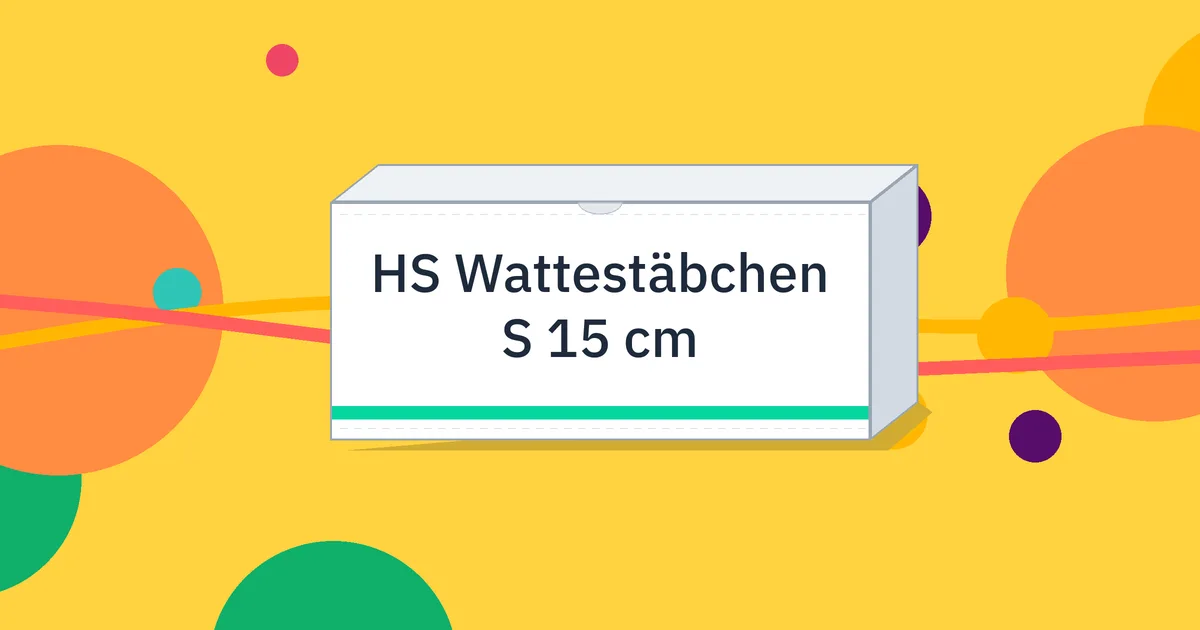 Symbolbild: Packung mit der Aufschrift HS Wattestäbchen S 15 cm (PZN 18442715) – Verfügbarkeit und Bezug in Apotheken in Frankfurt am Main