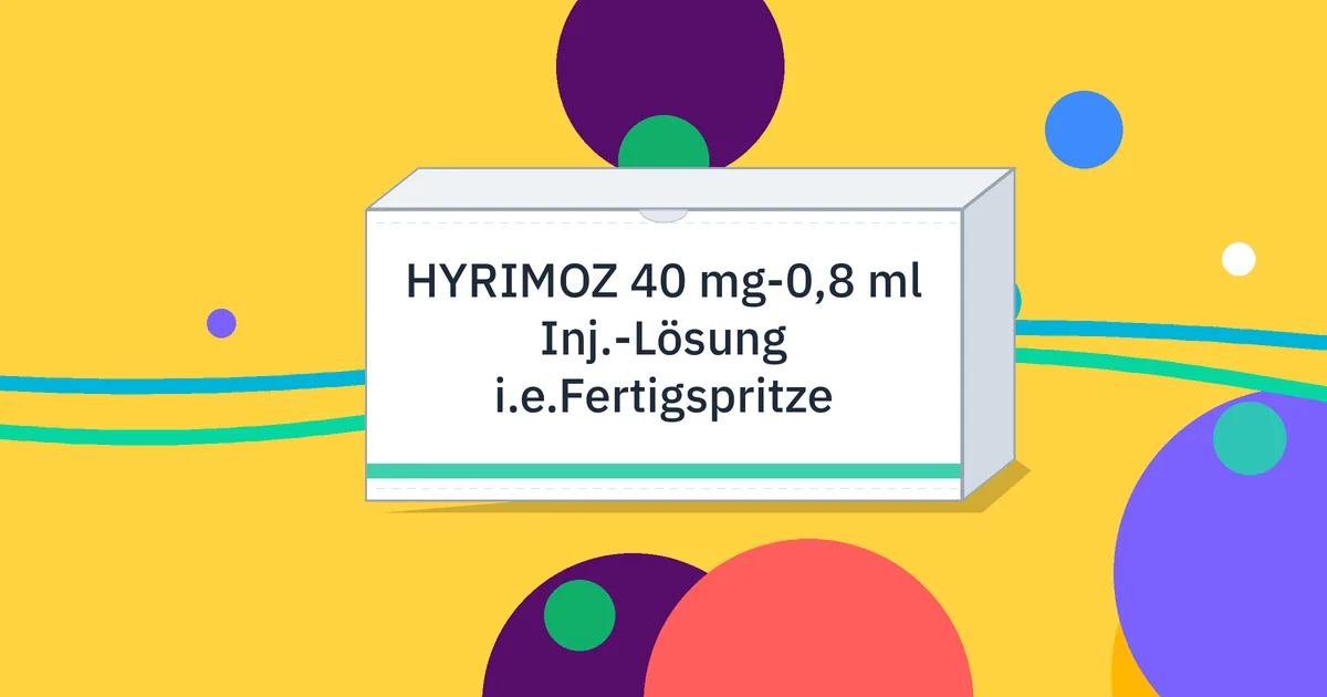 Symbolbild: Packung mit der Aufschrift HYRIMOZ 40 mg-0,8 ml Inj.-Lösung i.e.Fertigspritze (PZN 18454701) – Verfügbarkeit und Bezug in Apotheken in Frankfurt am Main