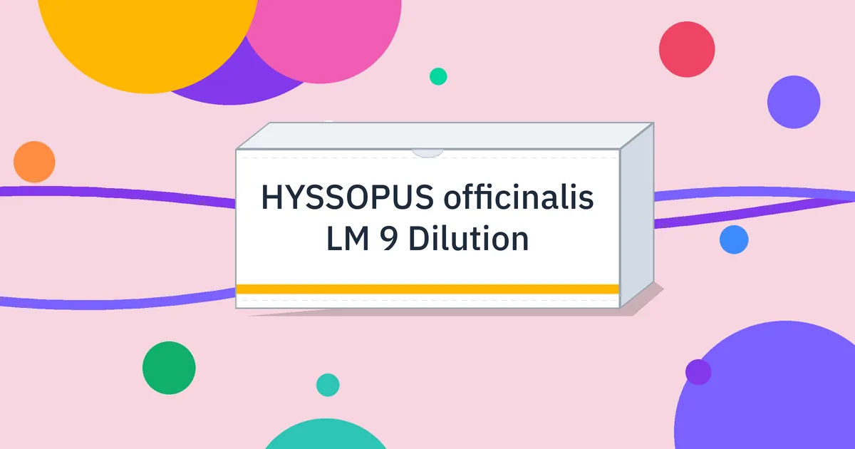 Symbolbild: Packung mit der Aufschrift HYSSOPUS officinalis LM 9 Dilution (PZN 13558146) – Verfügbarkeit und Bezug in Apotheken in Frankfurt am Main