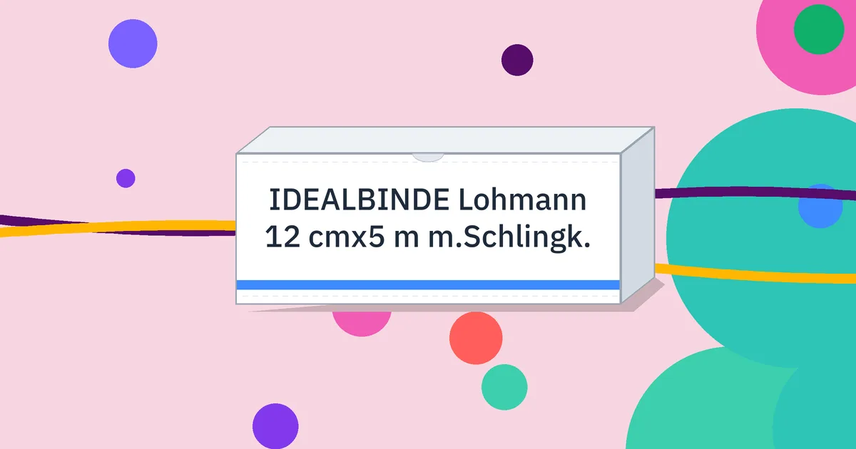 Symbolbild: Packung mit der Aufschrift IDEALBINDE Lohmann 12 cmx5 m m.Schlingk. (PZN 07132495) – Verfügbarkeit und Bezug in Apotheken in Frankfurt am Main