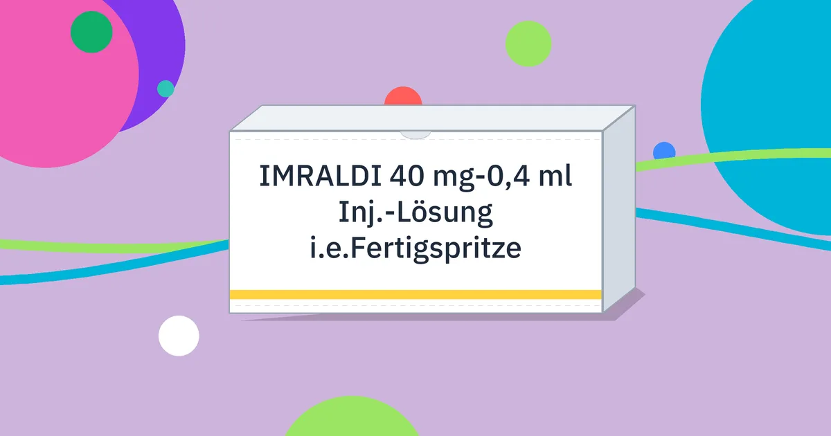 Symbolbild: Packung mit der Aufschrift IMRALDI 40 mg-0,4 ml Inj.-Lösung i.e.Fertigspritze (PZN 18425906) – Verfügbarkeit und Bezug in Apotheken in Frankfurt am Main