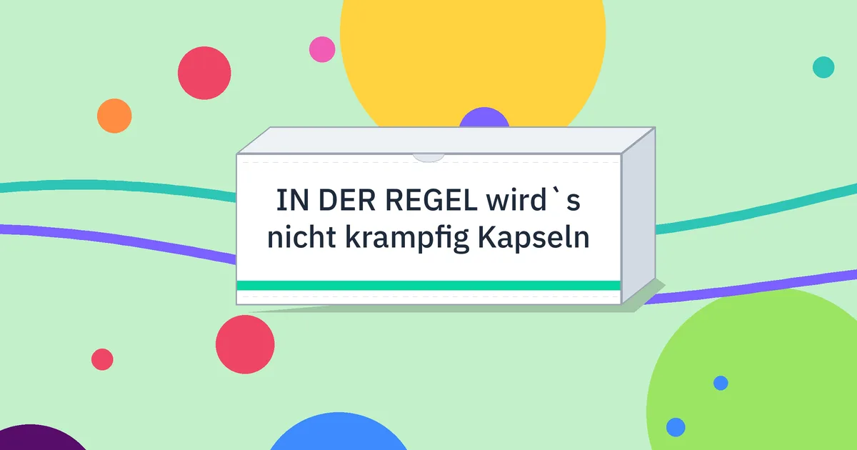 Symbolbild: Packung mit der Aufschrift IN DER REGEL wird`s nicht krampfig Kapseln (PZN 19893733) – Verfügbarkeit und Bezug in Apotheken in Frankfurt am Main