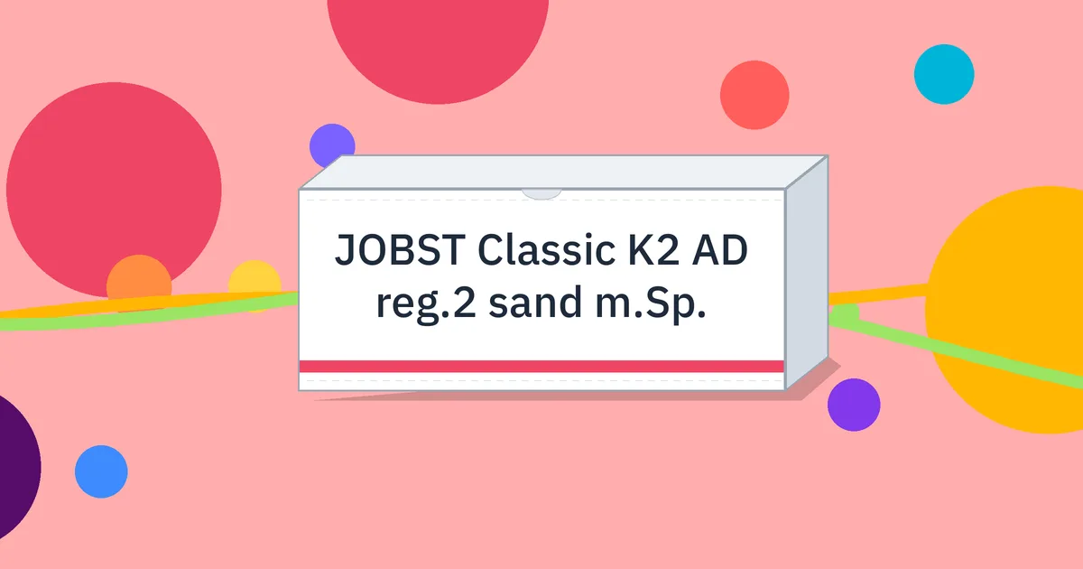 Symbolbild: Packung mit der Aufschrift JOBST Classic K2 AD reg.2 sand m.Sp. (PZN 10726092) – Verfügbarkeit und Bezug in Apotheken in Frankfurt am Main