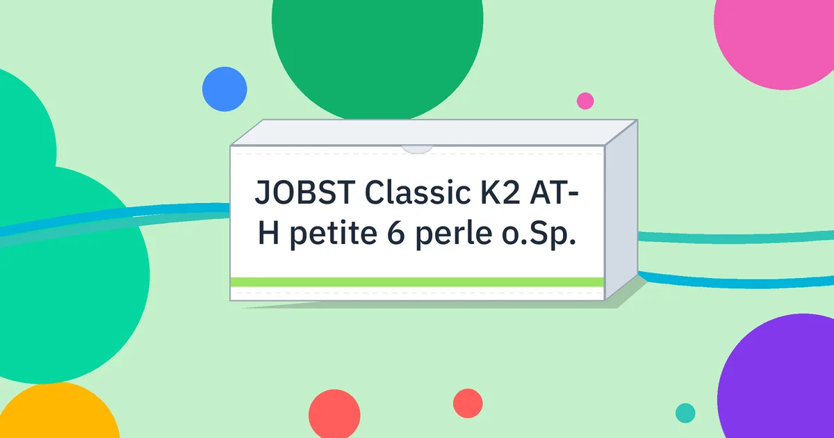 Symbolbild: Packung mit der Aufschrift JOBST Classic K2 AT-H petite 6 perle o.Sp. (PZN 13159972) – Verfügbarkeit und Bezug in Apotheken in Frankfurt am Main
