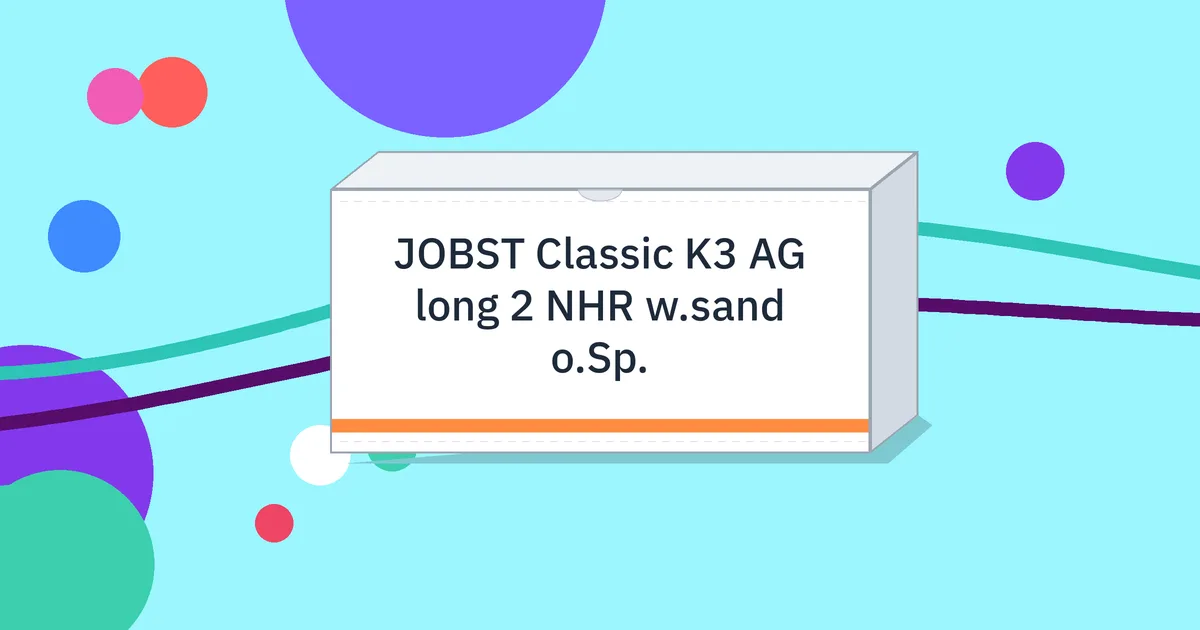 Symbolbild: Packung mit der Aufschrift JOBST Classic K3 AG long 2 NHR w.sand o.Sp. (PZN 13072320) – Verfügbarkeit und Bezug in Apotheken in Frankfurt am Main