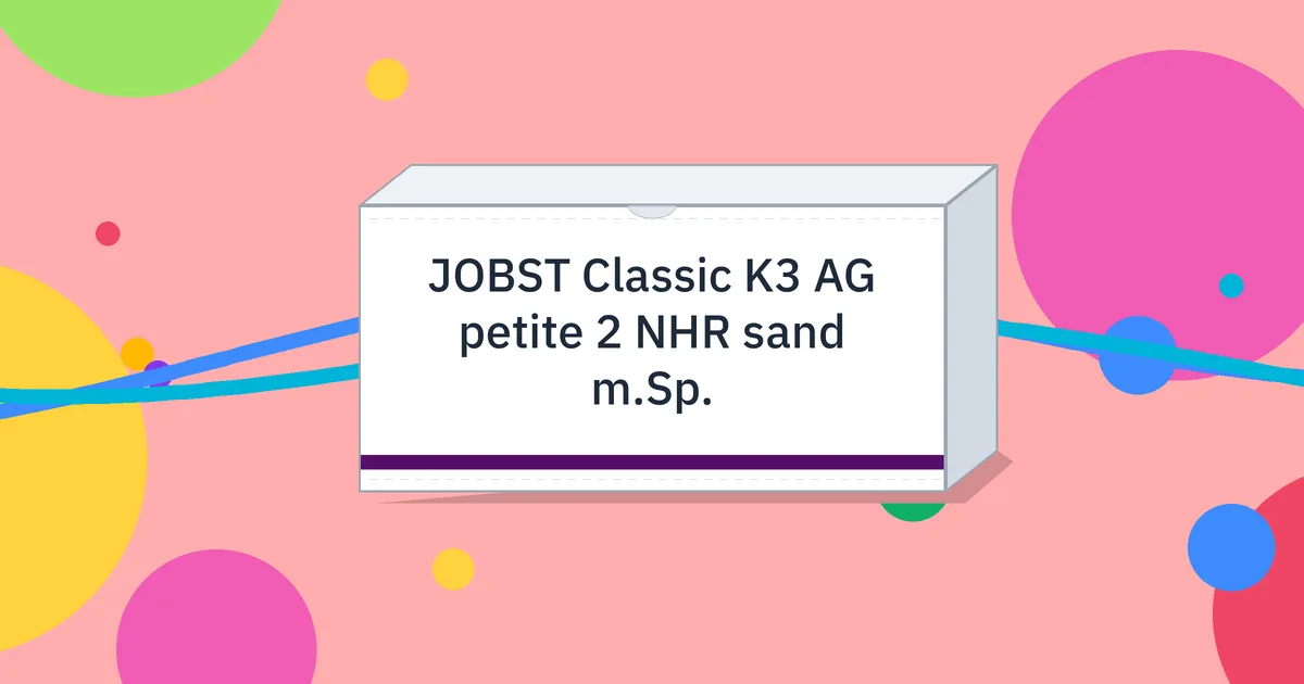 Symbolbild: Packung mit der Aufschrift JOBST Classic K3 AG petite 2 NHR sand m.Sp. (PZN 13072538) – Verfügbarkeit und Bezug in Apotheken in Frankfurt am Main