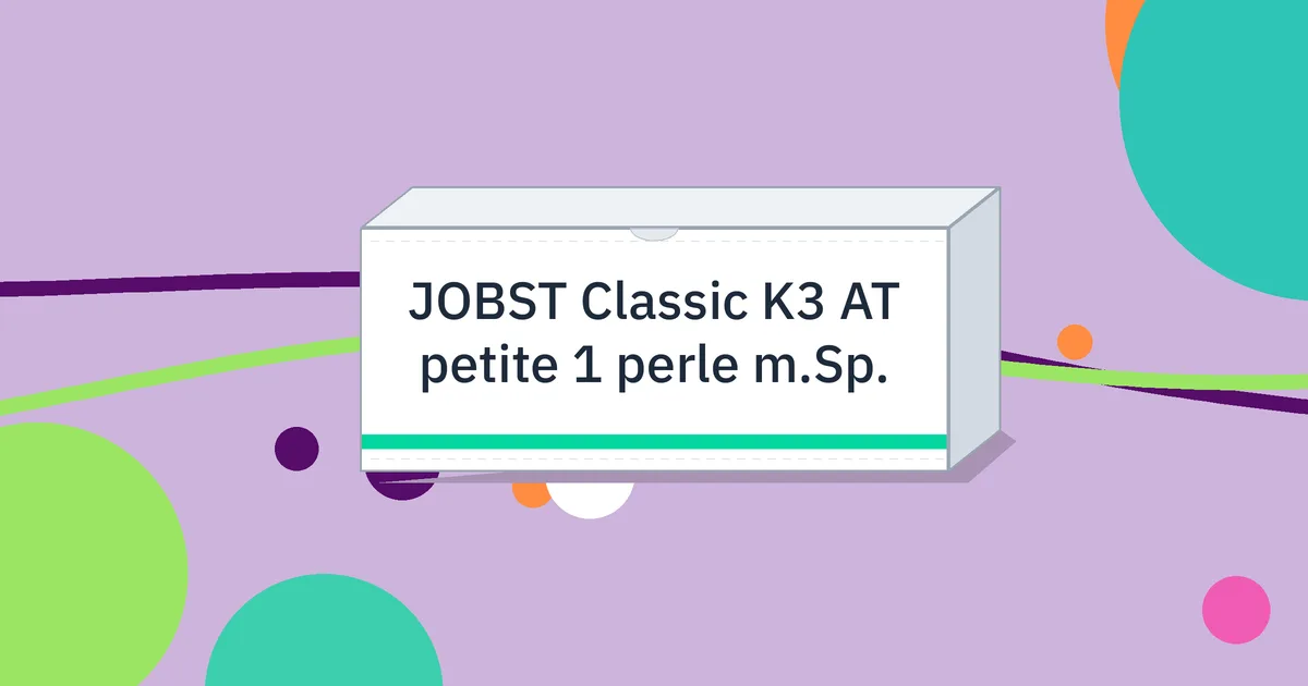 Symbolbild: Packung mit der Aufschrift JOBST Classic K3 AT petite 1 perle m.Sp. (PZN 13077079) – Verfügbarkeit und Bezug in Apotheken in Frankfurt am Main