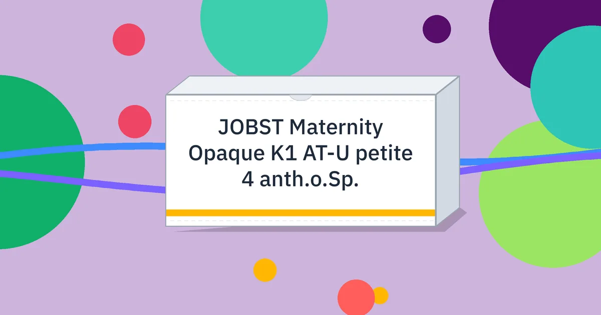 Symbolbild: Packung mit der Aufschrift JOBST Maternity Opaque K1 AT-U petite 4 anth.o.Sp. (PZN 15855345) – Verfügbarkeit und Bezug in Apotheken in Frankfurt am Main