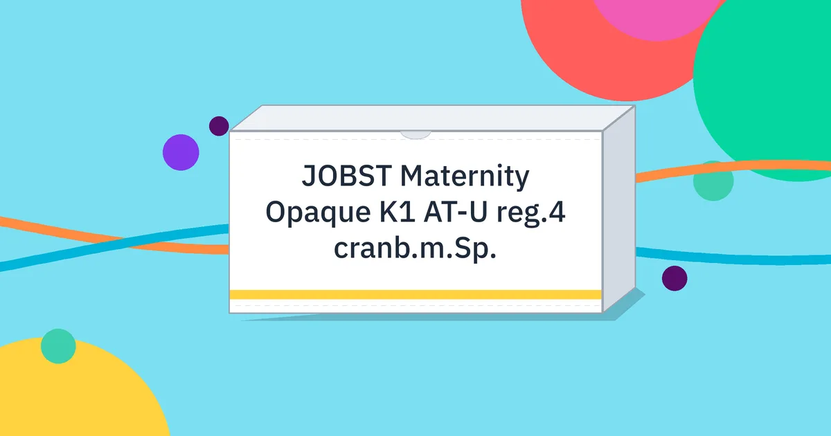 Symbolbild: Packung mit der Aufschrift JOBST Maternity Opaque K1 AT-U reg.4 cranb.m.Sp. (PZN 15857539) – Verfügbarkeit und Bezug in Apotheken in Frankfurt am Main