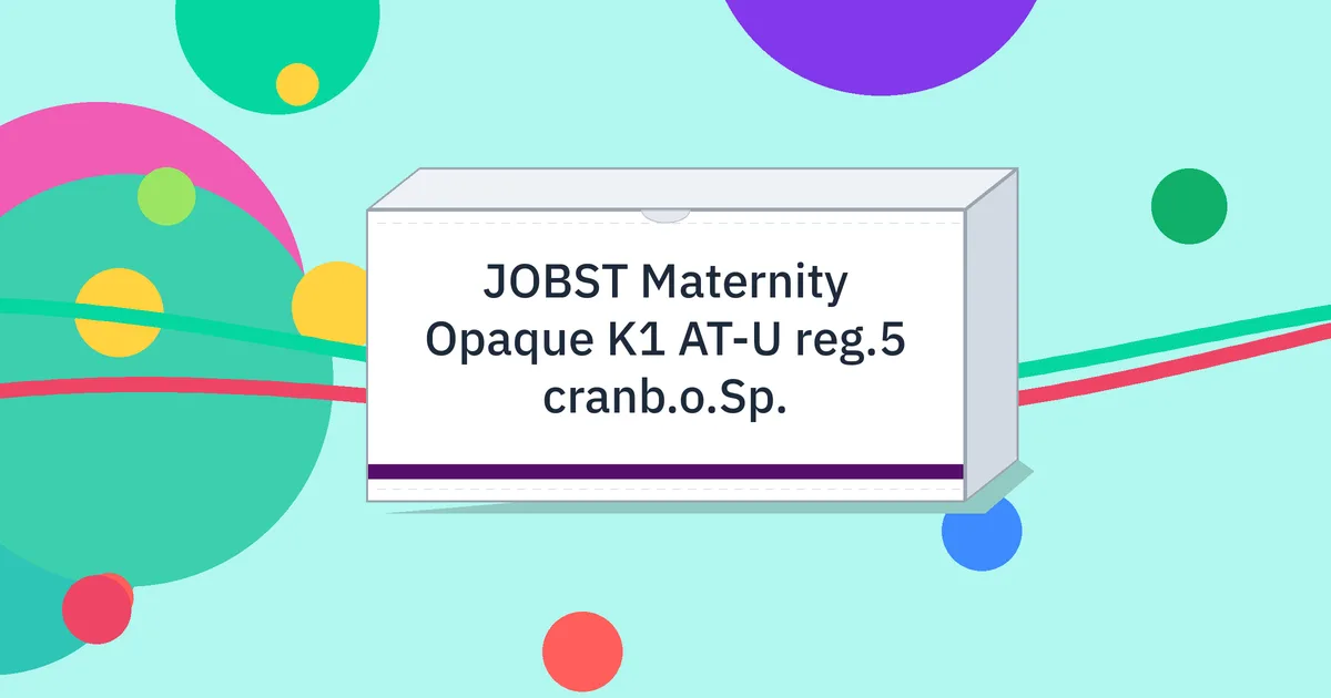 Symbolbild: Packung mit der Aufschrift JOBST Maternity Opaque K1 AT-U reg.5 cranb.o.Sp. (PZN 15857611) – Verfügbarkeit und Bezug in Apotheken in Frankfurt am Main