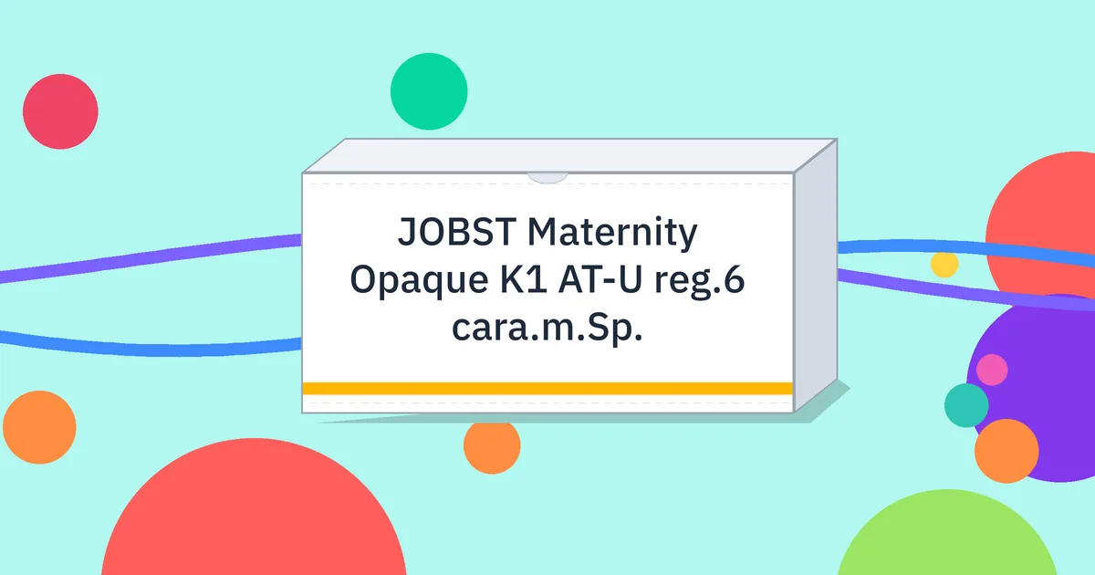 Symbolbild: Packung mit der Aufschrift JOBST Maternity Opaque K1 AT-U reg.6 cara.m.Sp. (PZN 15850603) – Verfügbarkeit und Bezug in Apotheken in Frankfurt am Main