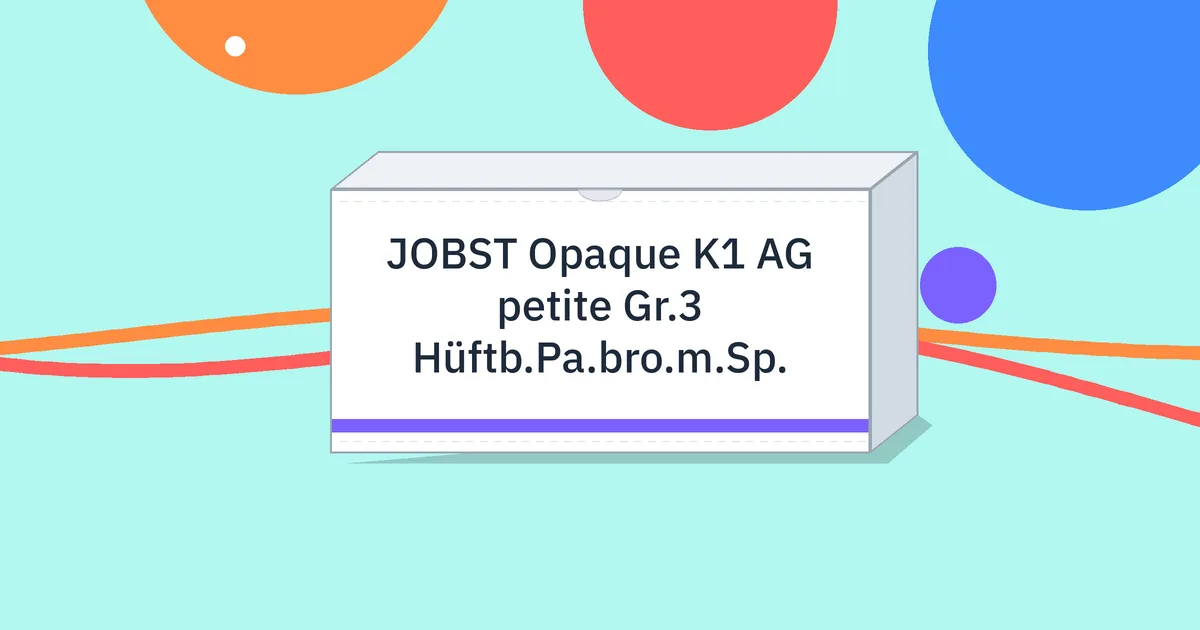 Symbolbild: Packung mit der Aufschrift JOBST Opaque K1 AG petite Gr.3 Hüftb.Pa.bro.m.Sp. (PZN 13098199) – Verfügbarkeit und Bezug in Apotheken in Frankfurt am Main