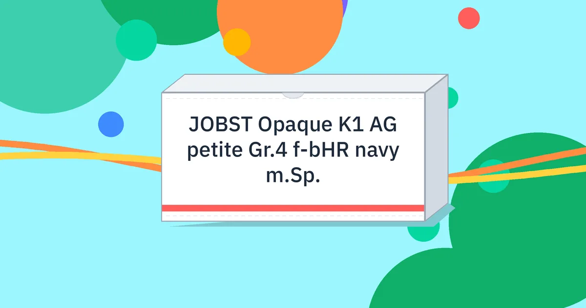 Symbolbild: Packung mit der Aufschrift JOBST Opaque K1 AG petite Gr.4 f-bHR navy m.Sp. (PZN 13083594) – Verfügbarkeit und Bezug in Apotheken in Frankfurt am Main