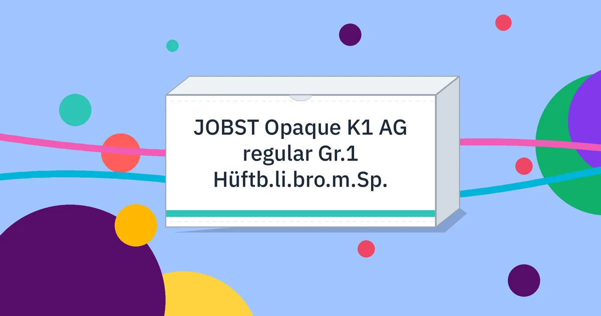 Symbolbild: Packung mit der Aufschrift JOBST Opaque K1 AG regular Gr.1 Hüftb.li.bro.m.Sp. (PZN 13097343) – Verfügbarkeit und Bezug in Apotheken in Frankfurt am Main
