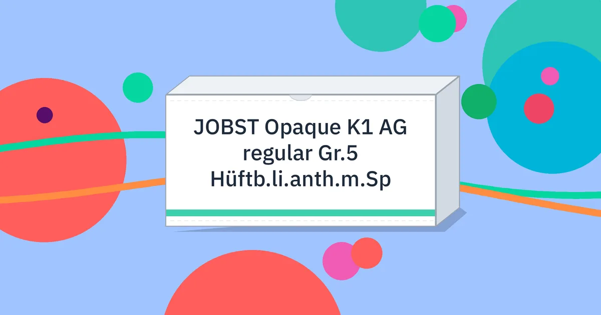 Symbolbild: Packung mit der Aufschrift JOBST Opaque K1 AG regular Gr.5 Hüftb.li.anth.m.Sp (PZN 16272025) – Verfügbarkeit und Bezug in Apotheken in Frankfurt am Main