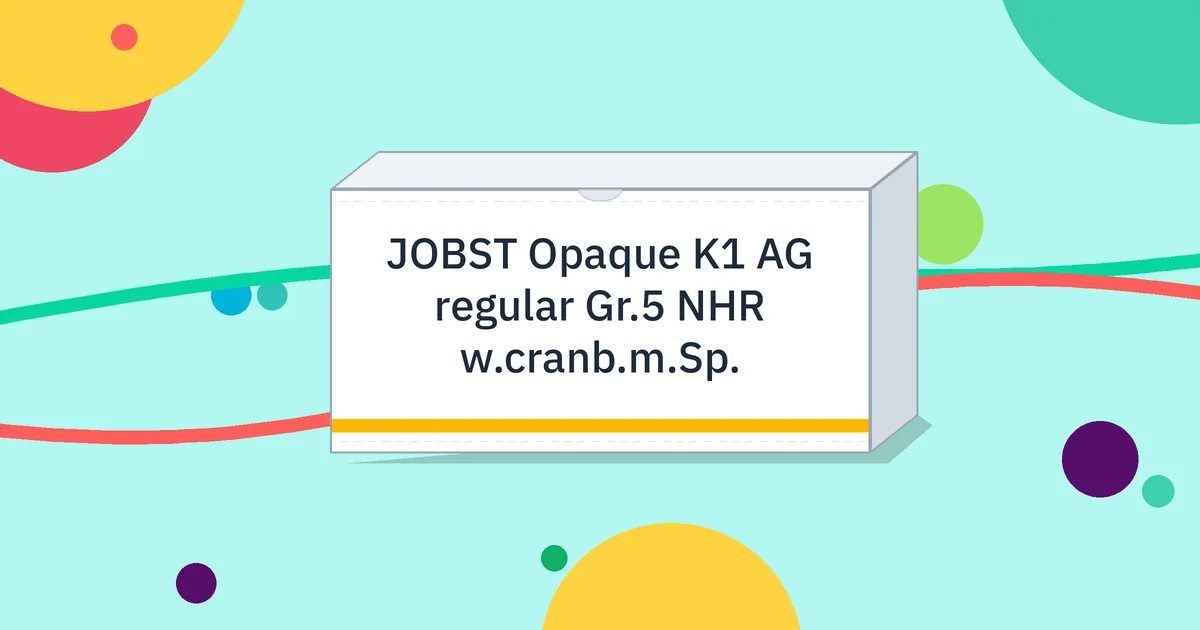 Symbolbild: Packung mit der Aufschrift JOBST Opaque K1 AG regular Gr.5 NHR w.cranb.m.Sp. (PZN 13091955) – Verfügbarkeit und Bezug in Apotheken in Frankfurt am Main