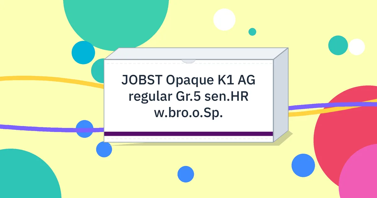 Symbolbild: Packung mit der Aufschrift JOBST Opaque K1 AG regular Gr.5 sen.HR w.bro.o.Sp. (PZN 13096266) – Verfügbarkeit und Bezug in Apotheken in Frankfurt am Main