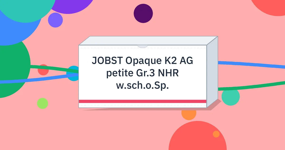 Symbolbild: Packung mit der Aufschrift JOBST Opaque K2 AG petite Gr.3 NHR w.sch.o.Sp. (PZN 11256582) – Verfügbarkeit und Bezug in Apotheken in Frankfurt am Main
