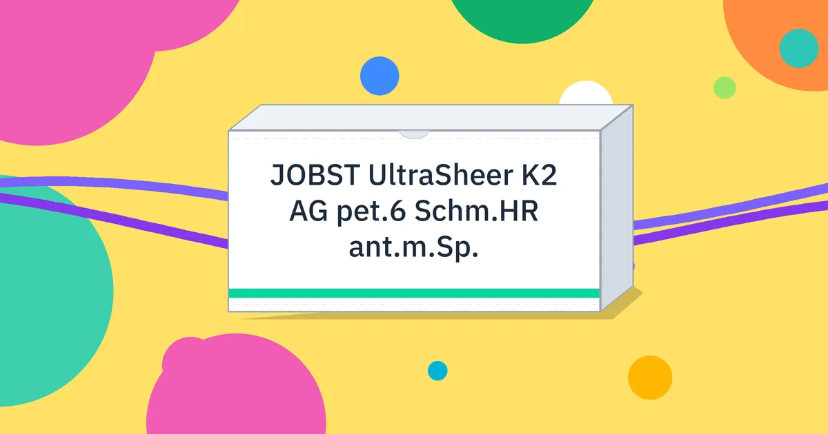 Symbolbild: Packung mit der Aufschrift JOBST UltraSheer K2 AG pet.6 Schm.HR ant.m.Sp. (PZN 13141713) – Verfügbarkeit und Bezug in Apotheken in Frankfurt am Main
