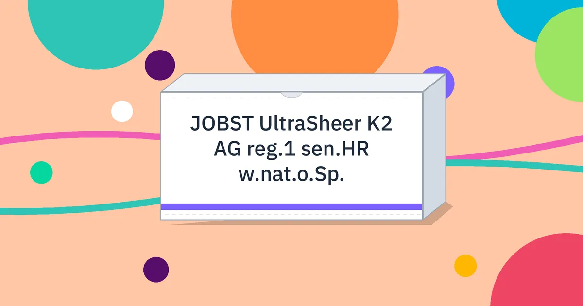 Symbolbild: Packung mit der Aufschrift JOBST UltraSheer K2 AG reg.1 sen.HR w.nat.o.Sp. (PZN 11262430) – Verfügbarkeit und Bezug in Apotheken in Frankfurt am Main