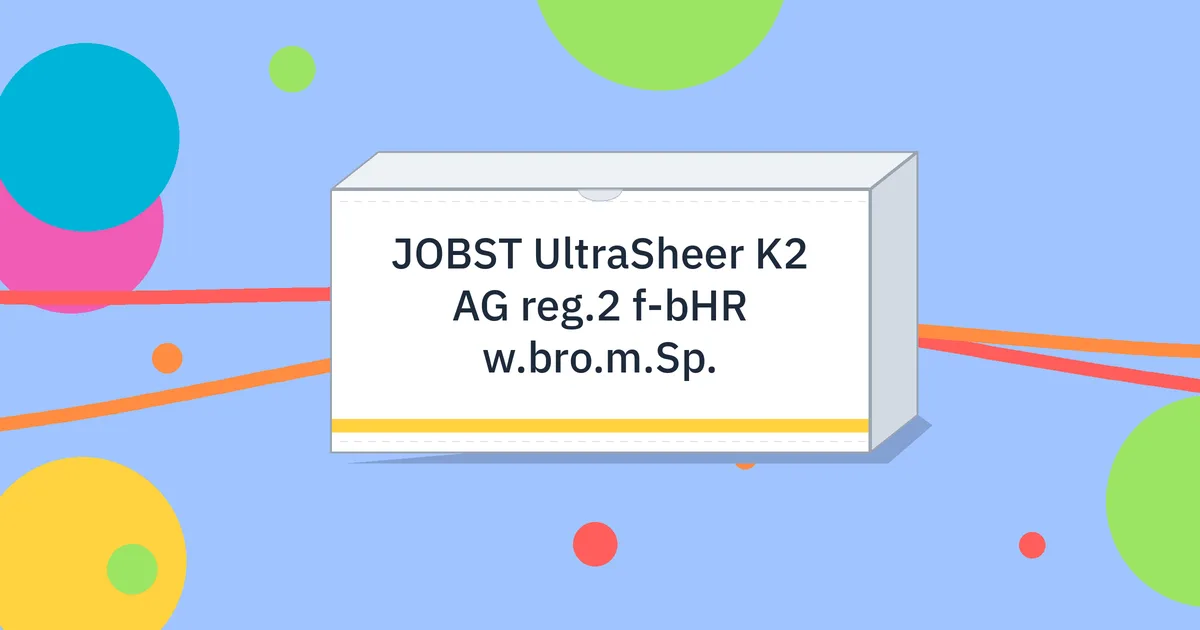 Symbolbild: Packung mit der Aufschrift JOBST UltraSheer K2 AG reg.2 f-bHR w.bro.m.Sp. (PZN 13144522) – Verfügbarkeit und Bezug in Apotheken in Frankfurt am Main