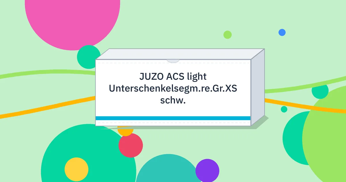 Symbolbild: Packung mit der Aufschrift JUZO ACS light Unterschenkelsegm.re.Gr.XS schw. (PZN 13575280) – Verfügbarkeit und Bezug in Apotheken in Frankfurt am Main