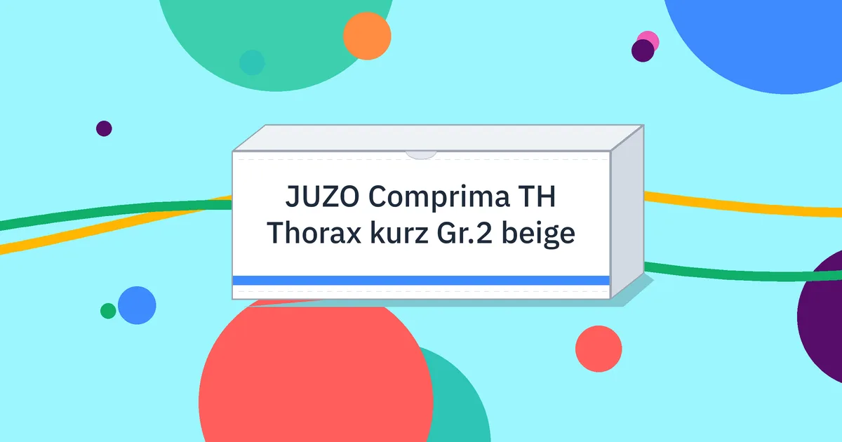 Symbolbild: Packung mit der Aufschrift JUZO Comprima TH Thorax kurz Gr.2 beige (PZN 20782192) – Verfügbarkeit und Bezug in Apotheken in Frankfurt am Main
