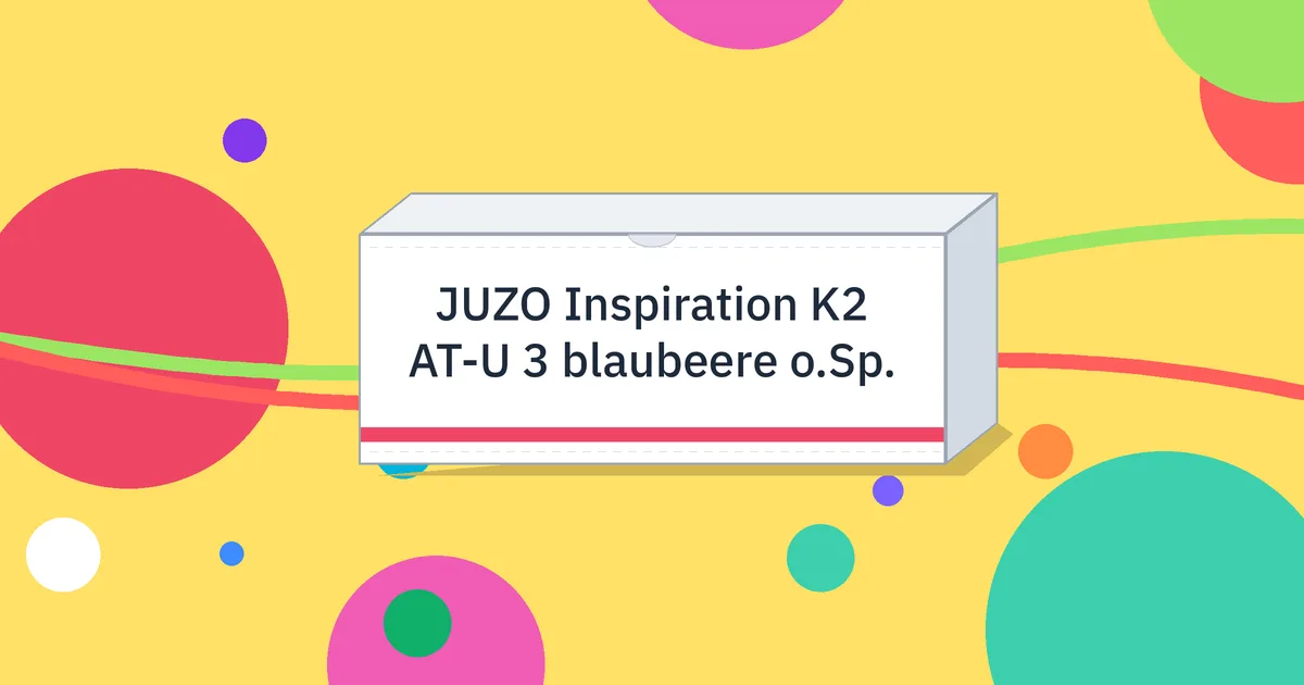 Symbolbild: Packung mit der Aufschrift JUZO Inspiration K2 AT-U 3 blaubeere o.Sp. (PZN 14927700) – Verfügbarkeit und Bezug in Apotheken in Frankfurt am Main