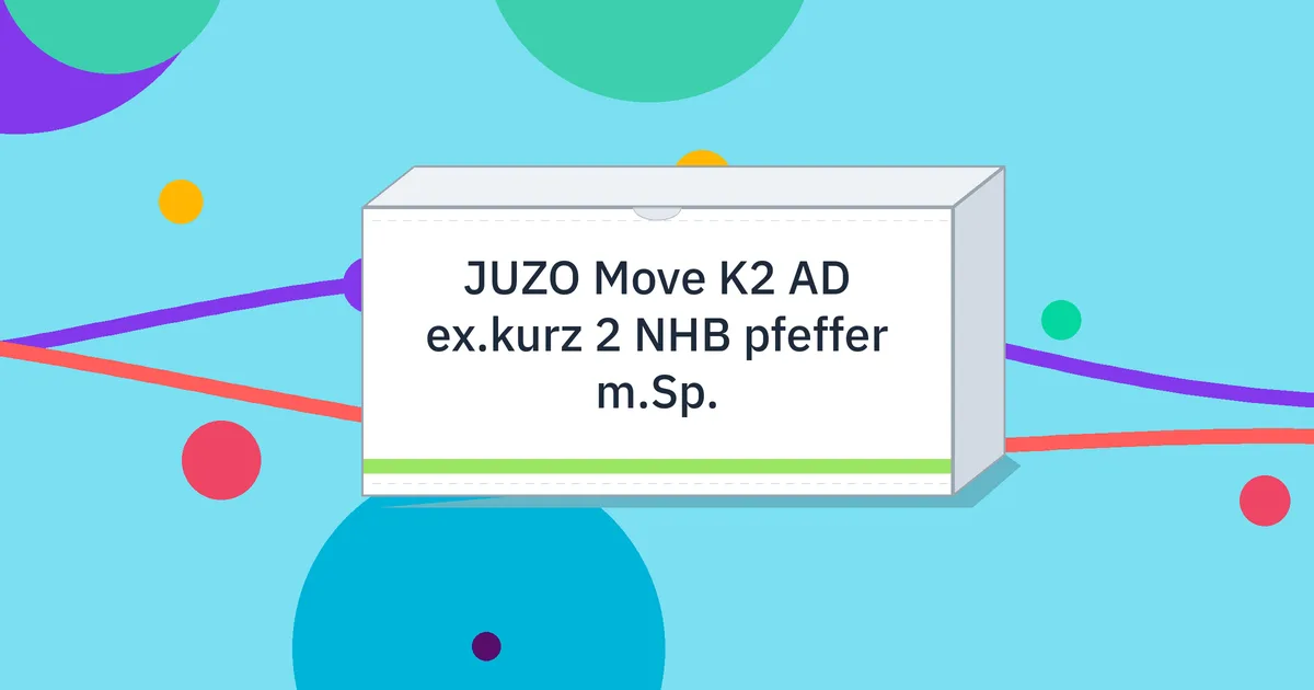 Symbolbild: Packung mit der Aufschrift JUZO Move K2 AD ex.kurz 2 NHB pfeffer m.Sp. (PZN 16340123) – Verfügbarkeit und Bezug in Apotheken in Frankfurt am Main