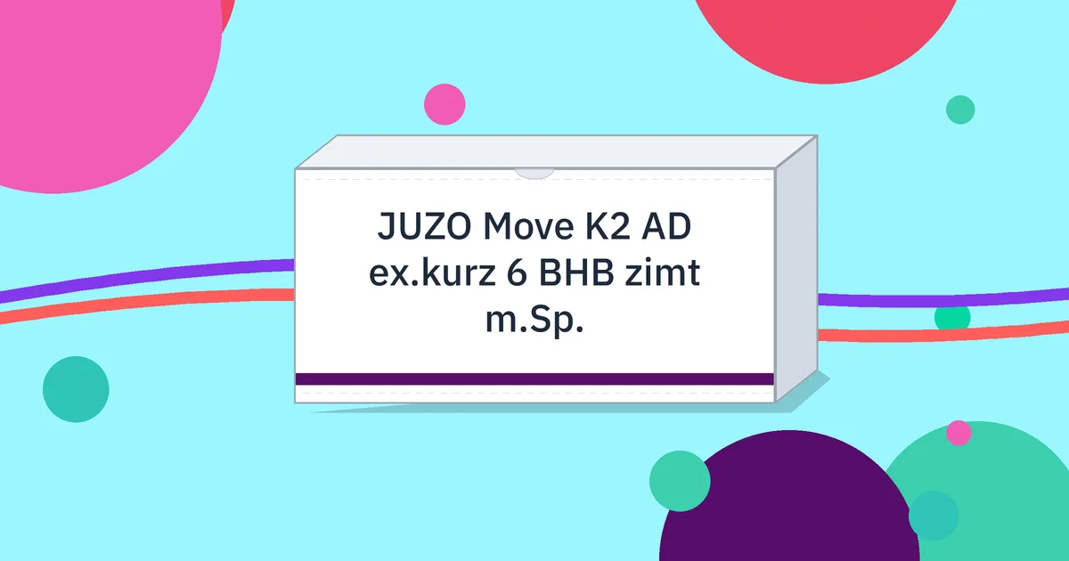 Symbolbild: Packung mit der Aufschrift JUZO Move K2 AD ex.kurz 6 BHB zimt m.Sp. (PZN 18510316) – Verfügbarkeit und Bezug in Apotheken in Frankfurt am Main