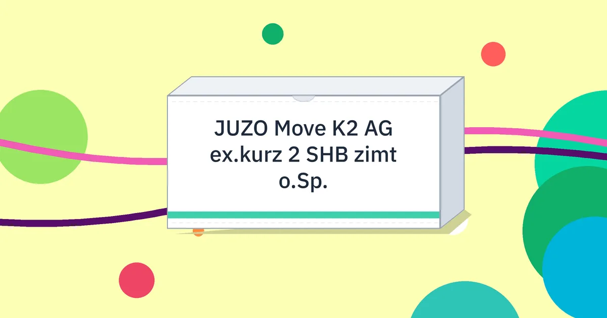 Symbolbild: Packung mit der Aufschrift JUZO Move K2 AG ex.kurz 2 SHB zimt o.Sp. (PZN 18533814) – Verfügbarkeit und Bezug in Apotheken in Frankfurt am Main