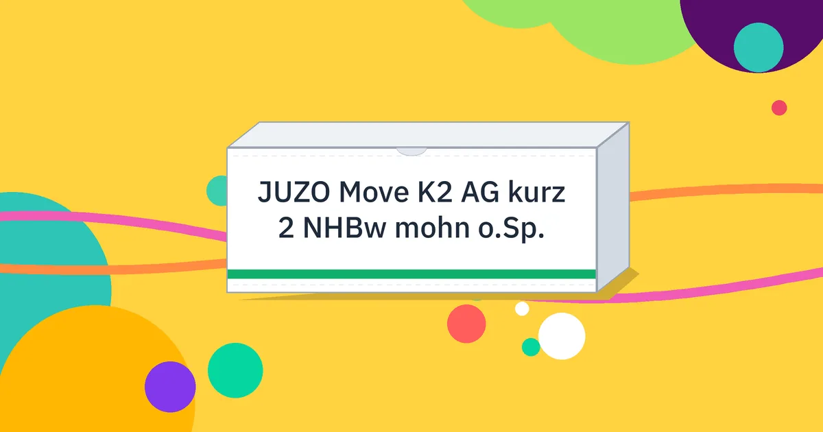 Symbolbild: Packung mit der Aufschrift JUZO Move K2 AG kurz 2 NHBw mohn o.Sp. (PZN 18560656) – Verfügbarkeit und Bezug in Apotheken in Frankfurt am Main