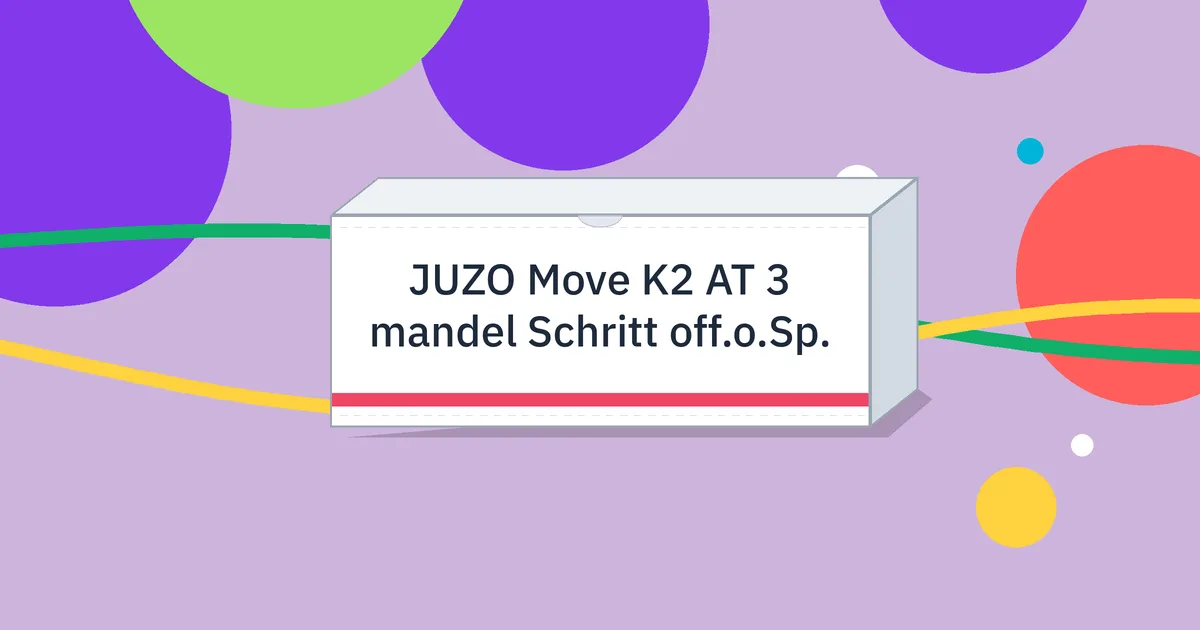 Symbolbild: Packung mit der Aufschrift JUZO Move K2 AT 3 mandel Schritt off.o.Sp. (PZN 20669863) – Verfügbarkeit und Bezug in Apotheken in Frankfurt am Main