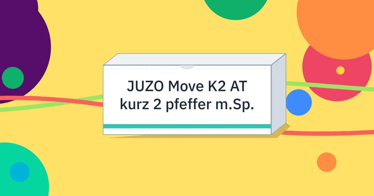 Symbolbild: Packung mit der Aufschrift JUZO Move K2 AT kurz 2 pfeffer m.Sp. (PZN 20673669) – Verfügbarkeit und Bezug in Apotheken in Frankfurt am Main