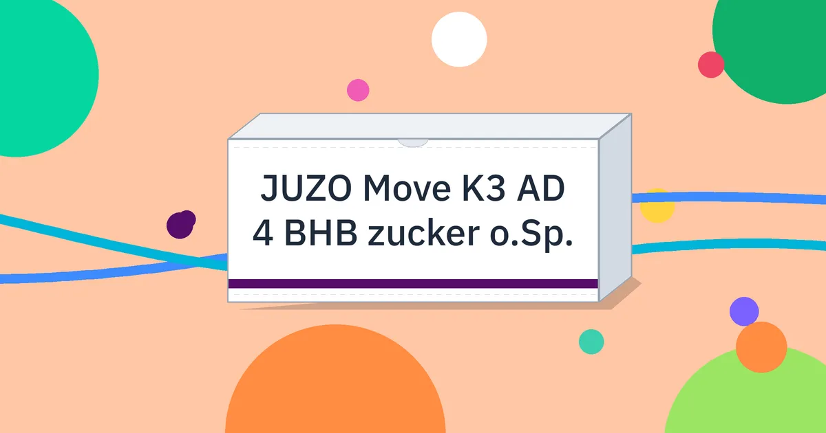 Symbolbild: Packung mit der Aufschrift JUZO Move K3 AD 4 BHB zucker o.Sp. (PZN 18567635) – Verfügbarkeit und Bezug in Apotheken in Frankfurt am Main