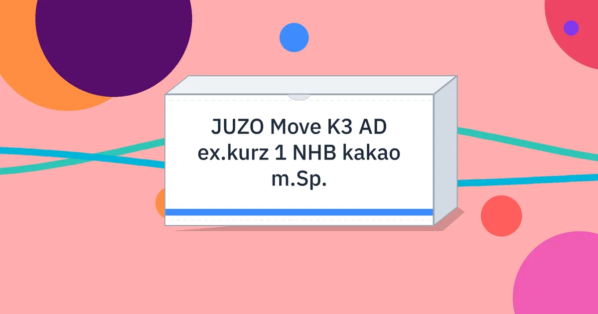 Symbolbild: Packung mit der Aufschrift JUZO Move K3 AD ex.kurz 1 NHB kakao m.Sp. (PZN 18573481) – Verfügbarkeit und Bezug in Apotheken in Frankfurt am Main