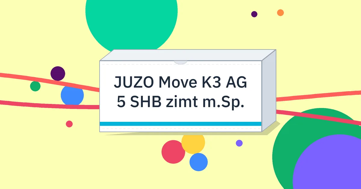 Symbolbild: Packung mit der Aufschrift JUZO Move K3 AG 5 SHB zimt m.Sp. (PZN 18575451) – Verfügbarkeit und Bezug in Apotheken in Frankfurt am Main