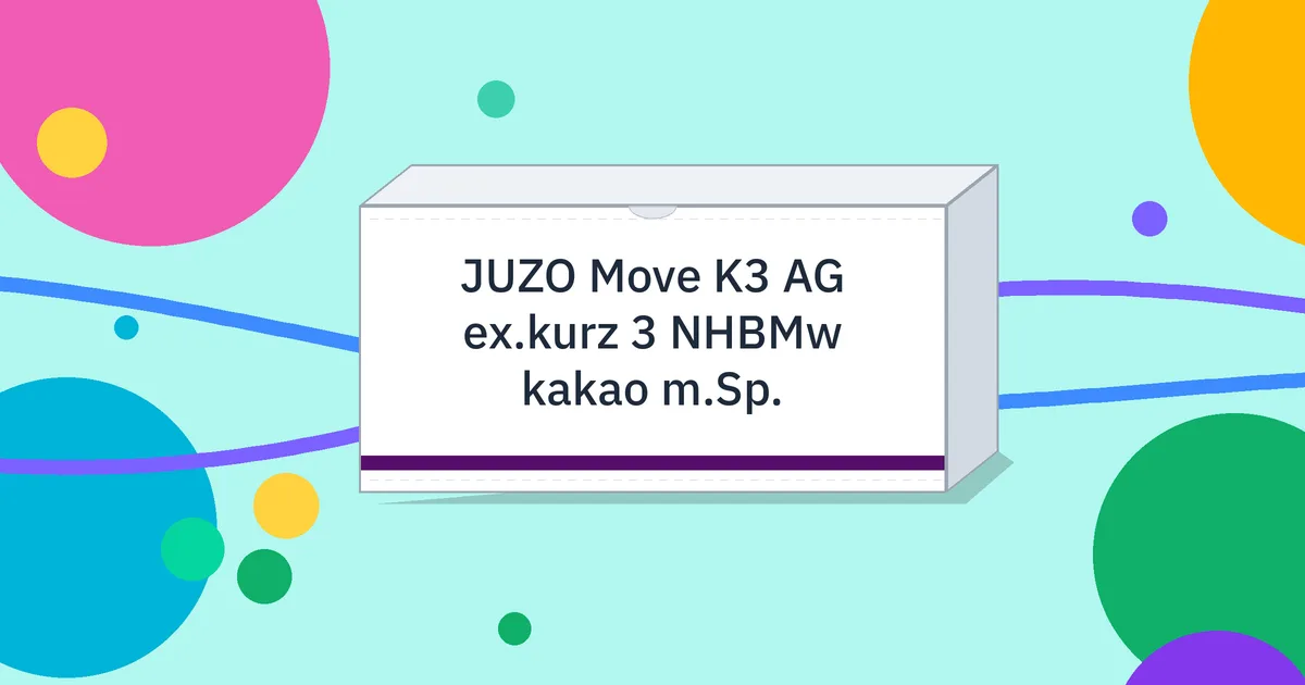 Symbolbild: Packung mit der Aufschrift JUZO Move K3 AG ex.kurz 3 NHBMw kakao m.Sp. (PZN 18594879) – Verfügbarkeit und Bezug in Apotheken in Frankfurt am Main