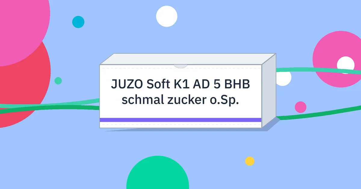 Symbolbild: Packung mit der Aufschrift JUZO Soft K1 AD 5 BHB schmal zucker o.Sp. (PZN 15462798) – Verfügbarkeit und Bezug in Apotheken in Frankfurt am Main