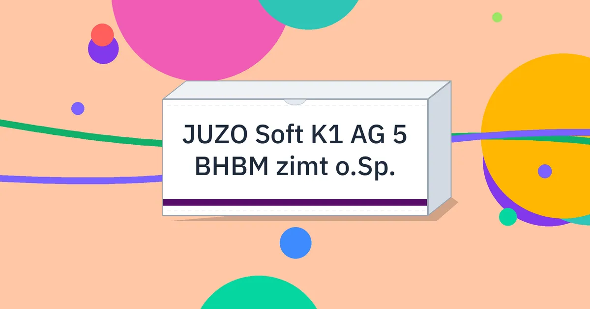 Symbolbild: Packung mit der Aufschrift JUZO Soft K1 AG 5 BHBM zimt o.Sp. (PZN 14856905) – Verfügbarkeit und Bezug in Apotheken in Frankfurt am Main