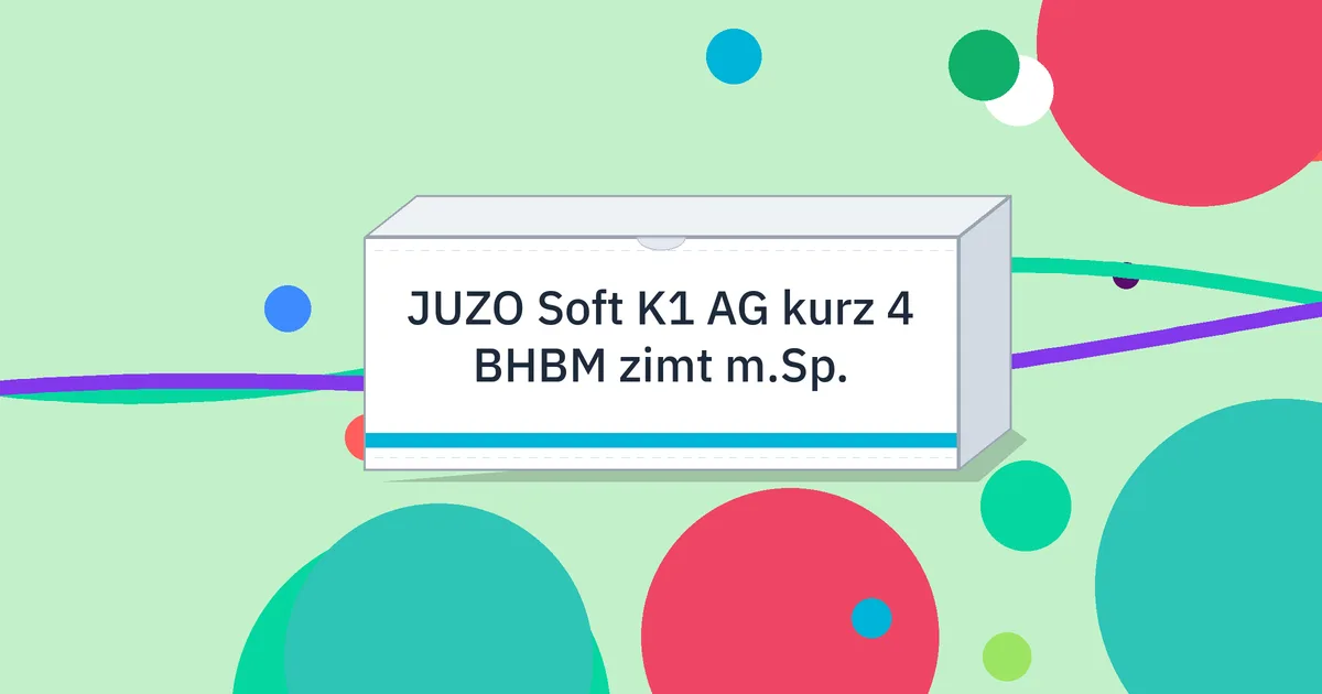 Symbolbild: Packung mit der Aufschrift JUZO Soft K1 AG kurz 4 BHBM zimt m.Sp. (PZN 14855538) – Verfügbarkeit und Bezug in Apotheken in Frankfurt am Main