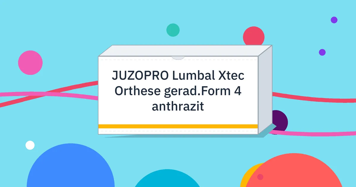 Symbolbild: Packung mit der Aufschrift JUZOPRO Lumbal Xtec Orthese gerad.Form 4 anthrazit (PZN 16498108) – Verfügbarkeit und Bezug in Apotheken in Frankfurt am Main
