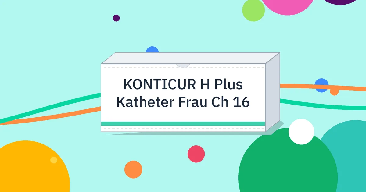 Symbolbild: Packung mit der Aufschrift KONTICUR H Plus Katheter Frau Ch 16 (PZN 20022908) – Verfügbarkeit und Bezug in Apotheken in Frankfurt am Main