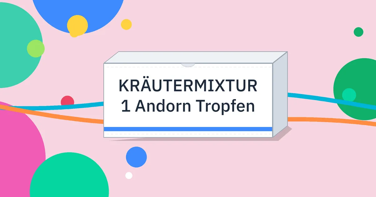 Symbolbild: Packung mit der Aufschrift KRÄUTERMIXTUR 1 Andorn Tropfen (PZN 15329438) – Verfügbarkeit und Bezug in Apotheken in Frankfurt am Main
