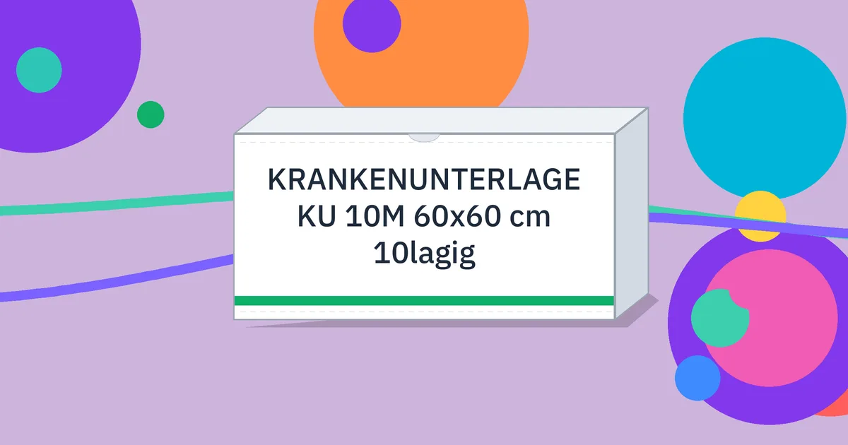 Symbolbild: Packung mit der Aufschrift KRANKENUNTERLAGE KU 10M 60x60 cm 10lagig (PZN 04239034) – Verfügbarkeit und Bezug in Apotheken in Frankfurt am Main