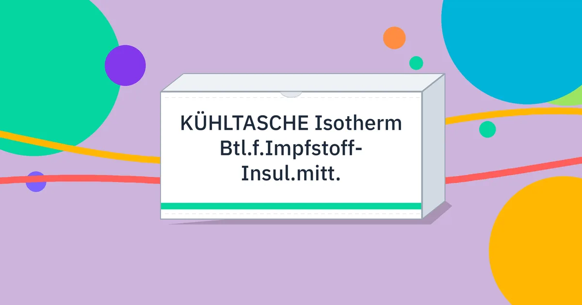 Symbolbild: Packung mit der Aufschrift KÜHLTASCHE Isotherm Btl.f.Impfstoff-Insul.mitt. (PZN 09482644) – Verfügbarkeit und Bezug in Apotheken in Frankfurt am Main