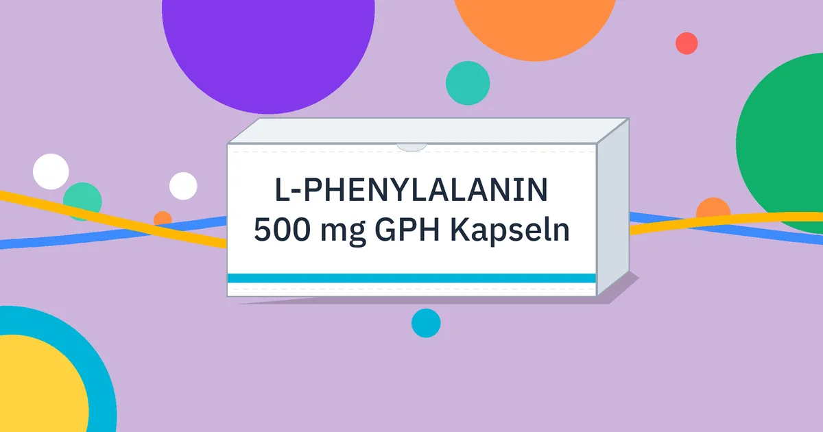 Symbolbild: Packung mit der Aufschrift L-PHENYLALANIN 500 mg GPH Kapseln (PZN 08403803) – Verfügbarkeit und Bezug in Apotheken in Frankfurt am Main