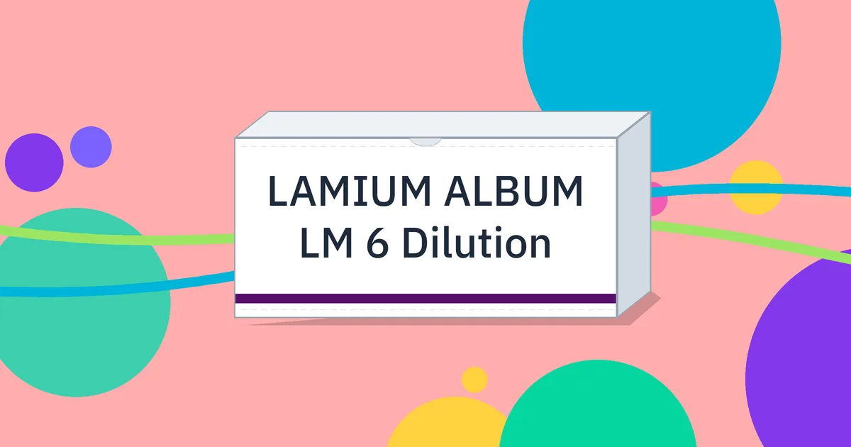 Symbolbild: Packung mit der Aufschrift LAMIUM ALBUM LM 6 Dilution (PZN 13521663) – Verfügbarkeit und Bezug in Apotheken in Frankfurt am Main