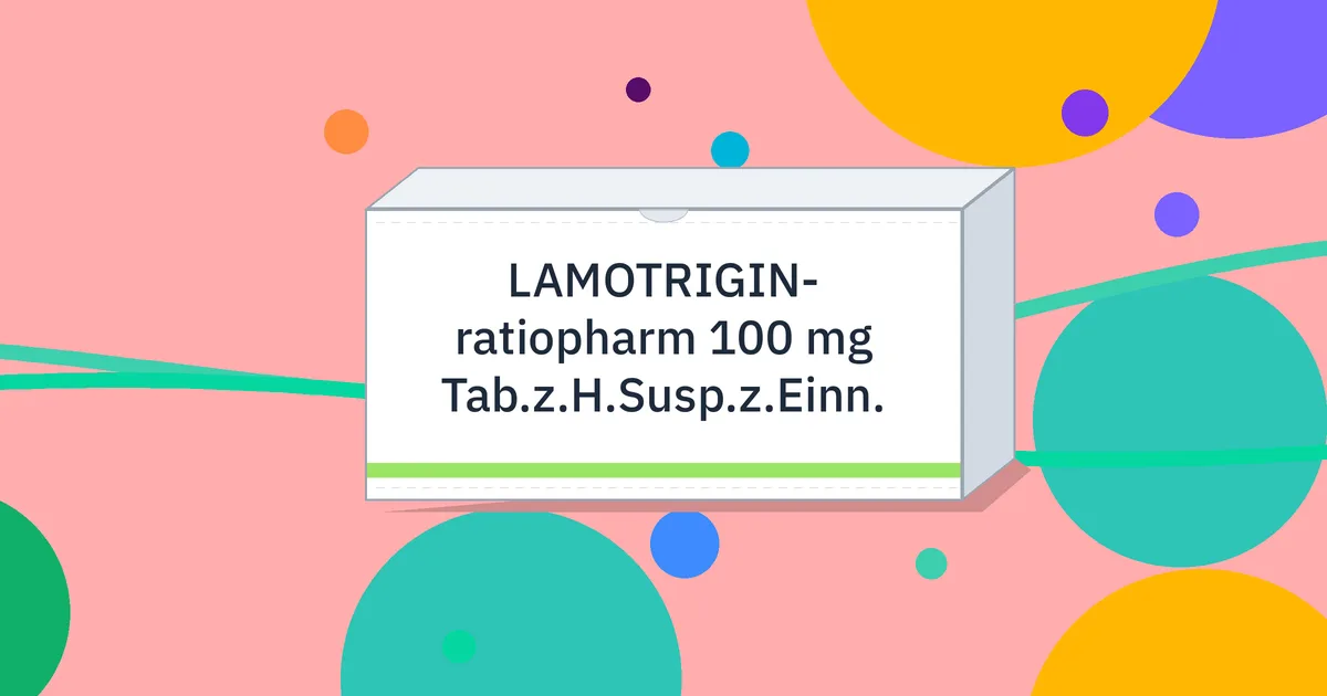 Symbolbild: Packung mit der Aufschrift LAMOTRIGIN-ratiopharm 100 mg Tab.z.H.Susp.z.Einn. (PZN 04623732) – Verfügbarkeit und Bezug in Apotheken in Frankfurt am Main