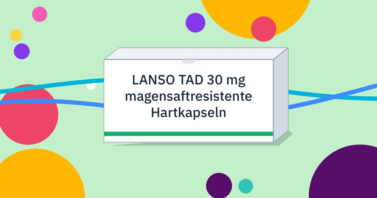 Symbolbild: Packung mit der Aufschrift LANSO TAD 30 mg magensaftresistente Hartkapseln (PZN 03735825) – Verfügbarkeit und Bezug in Apotheken in Frankfurt am Main